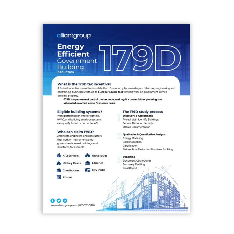 179D Energy Efficient Commercial Buildings Tax Deduction | alliantgroup